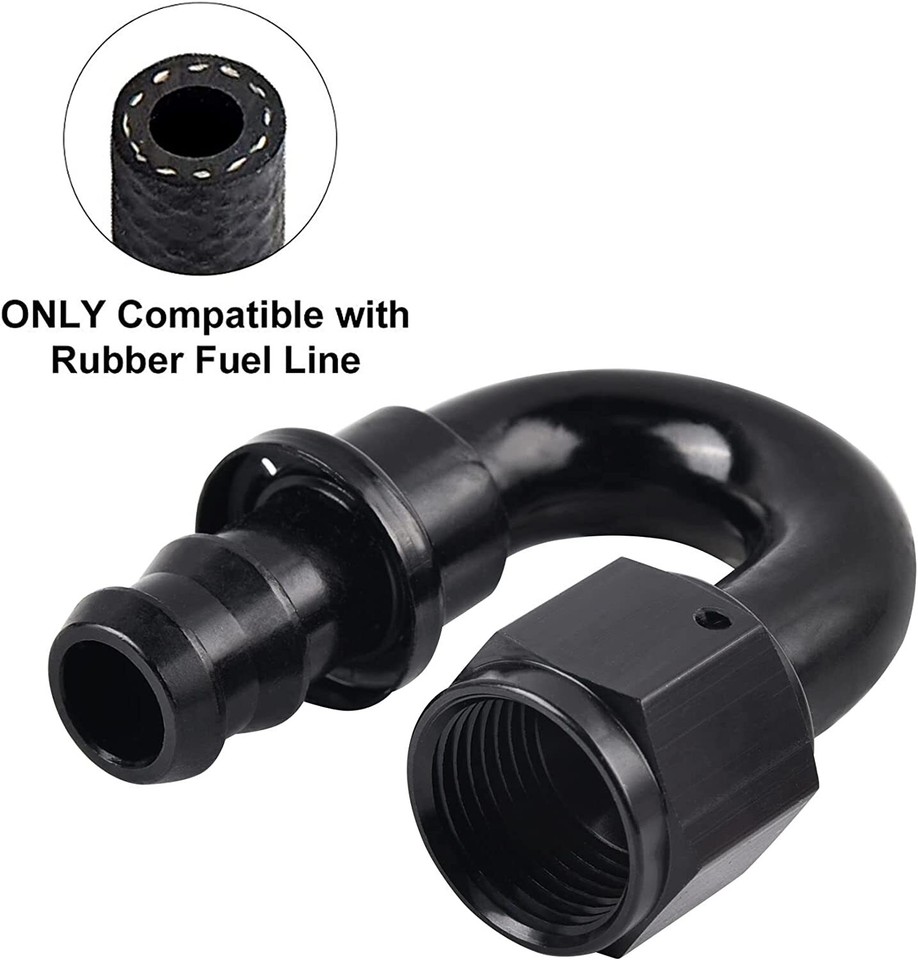 2pcs 4AN 6AN 8AN 10AN 12AN 180 Degree Push Lock Fuel Hose End Fitting ...