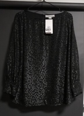 Perri Cutten Black, Shimmery Blouse, Bishop Sl Bnwt, M(12) | eBay