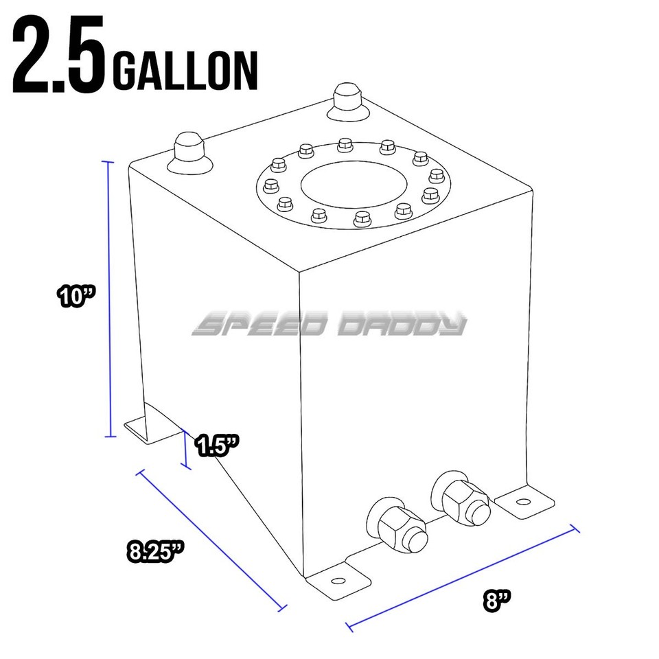 2.5 Gallon Black Coated Aluminum Racing/Drifting Fuel Cell Gas Tank ...