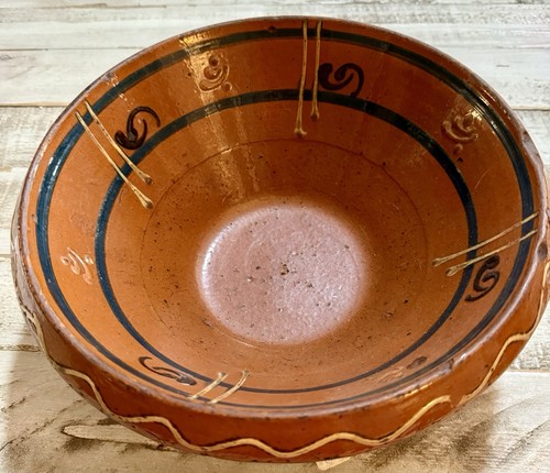 Antique 19th c. Pennsylvania Redware Slip Bowl 11” Museum Quality RARE ...