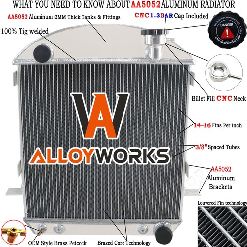 3 Rows Radiator For 1917-1927 26 Ford Model T-Bucket Chevy ...