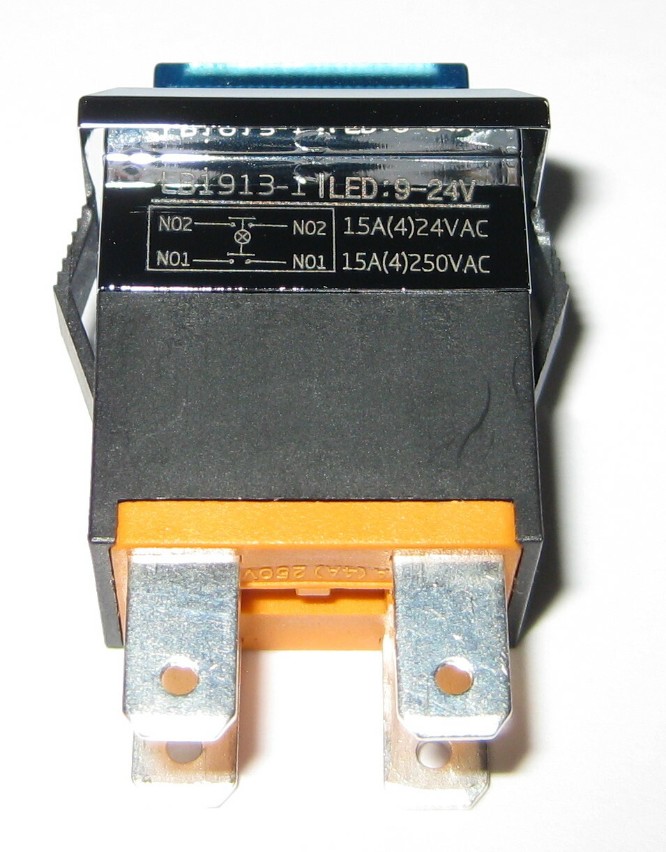 Illuminated Blue Momentary Rectangular Pushbutton Switch - DPST - 12V ...