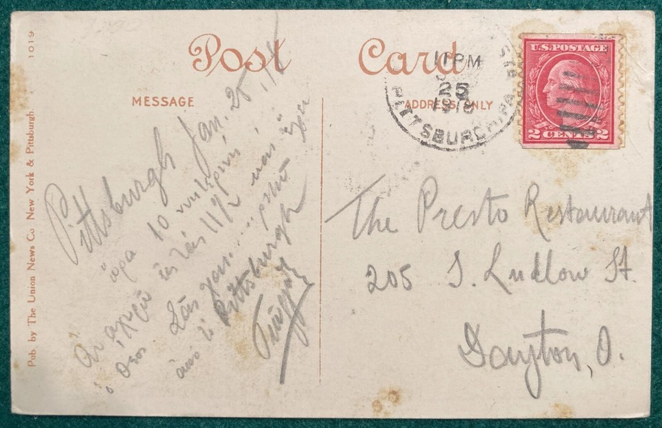 c1910's Litho Postcard Train Pittsburgh From Castle Shannon Incline ...