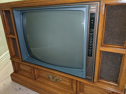 RARE Vintage Zenith System 3 25" CRT TV Retro Gaming Wood Cabinet ...