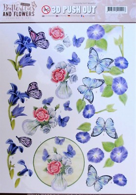 A4 DIE CUT 3D PAPER TOLE DECOUPAGE Push Out Sheet Vase Flowers ...