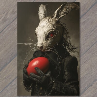 4x6" Rabbit Weird Creepy Vibe Easter Bunny Scary Mask Cult Strange ...
