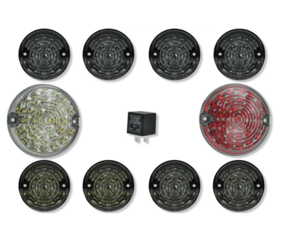 LAND ROVER DEFENDER 90 / 110 / 130 LED UPGRADE LAMP KIT 73MM SMOKED ...