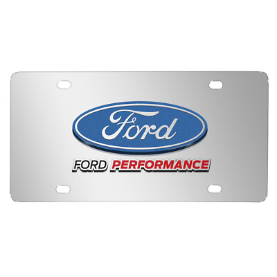Ford Performance 3D Logo on Mirror Chrome Stainless Steel License Plate ...