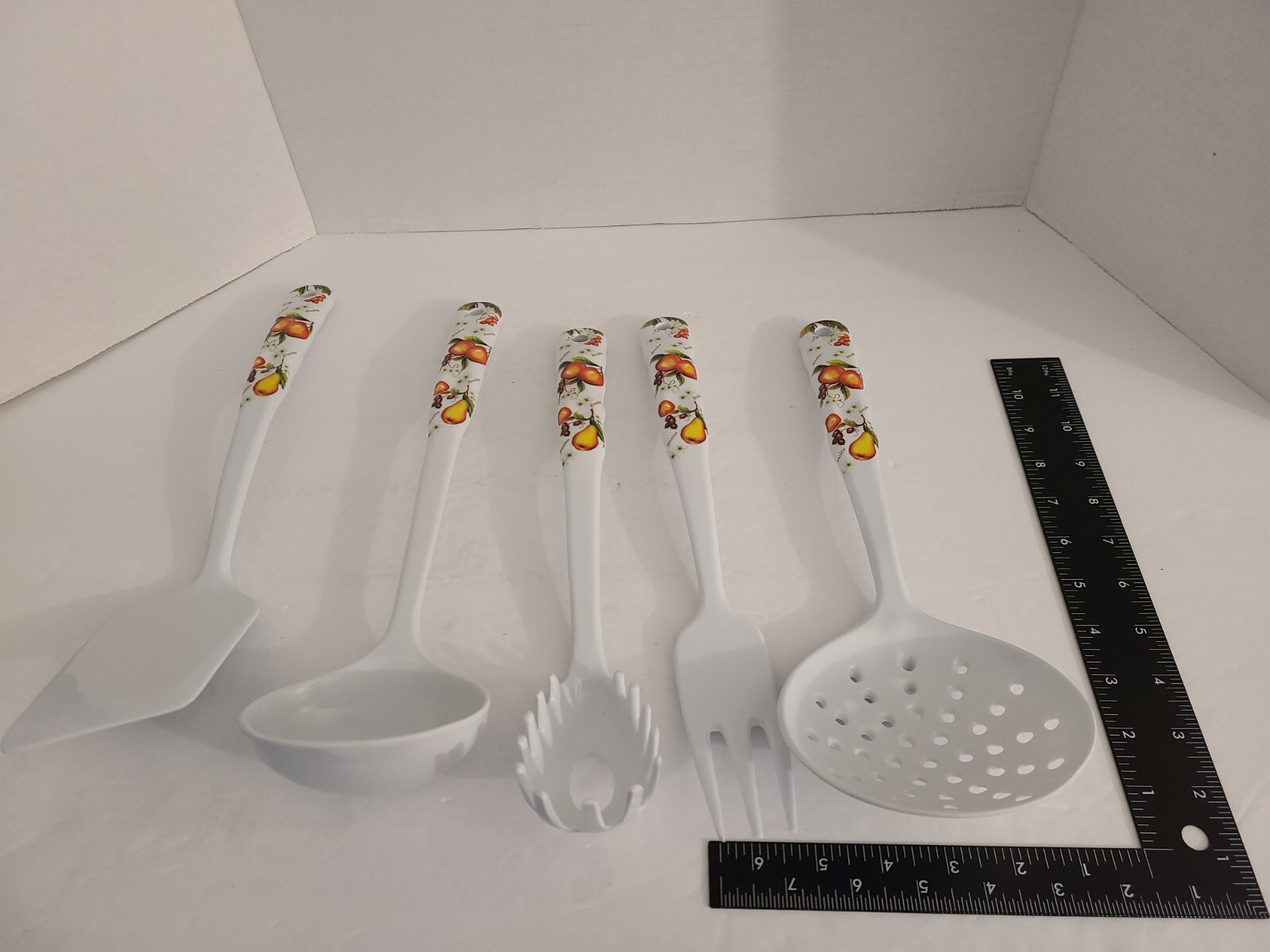 5 Pc Melamine Ware Kitchen Utensils Set, White - FRUIT COLLECTION | eBay