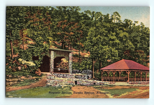 c1940s Ozarks Eureka Springs Arkansas Magnetic Springs Scenic Linen ...