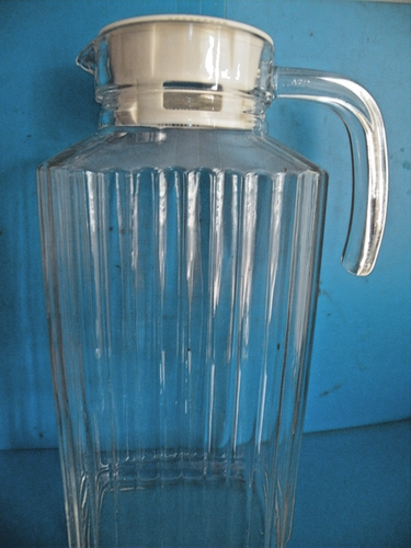 Luminarc Ribbed Glass Water Juice Refrigerator Pitcher w/White Lid ...