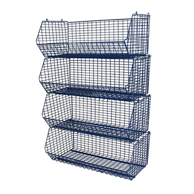 Heavy Duty Wire Mesh Stacking Storage Baskets Warehouse Retail ...