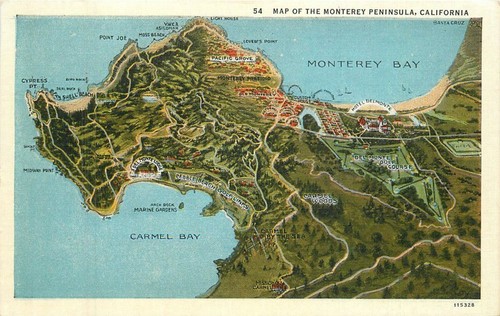 California Monterey Peninsula Map White Teich #54 Postcard 22-9806 | eBay