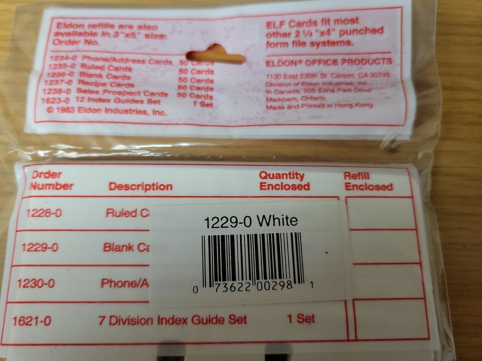 NEW Eldon White Rolodex Refill Cards 2 1/4" X 4" Blank Unruled 50 PK ...