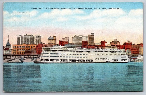 Postcard St. Louis Missouri Admiral Ship on Mississippi c1940s | eBay