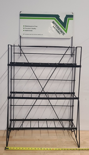 Vintage Interstate Batteries Metal Sign Display Rack 3 Tier Shelf 46-1/ ...