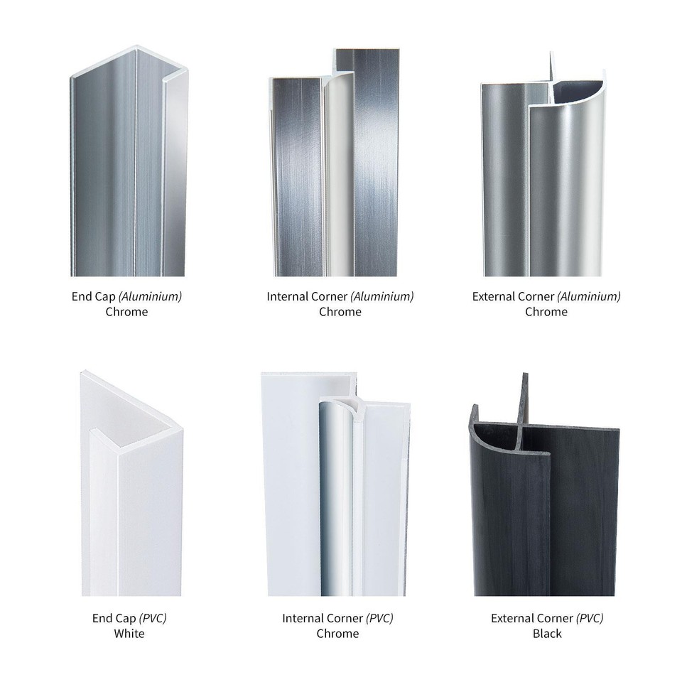 PVC Aluminium 10mm Trims Bathroom Feature Wall Panel Corners End Caps ...
