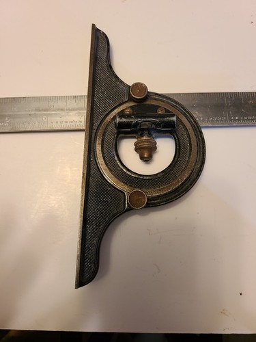 L.S. Starrett No. 12 Protractor Head On Steel USA Made 12" Rule, W ...