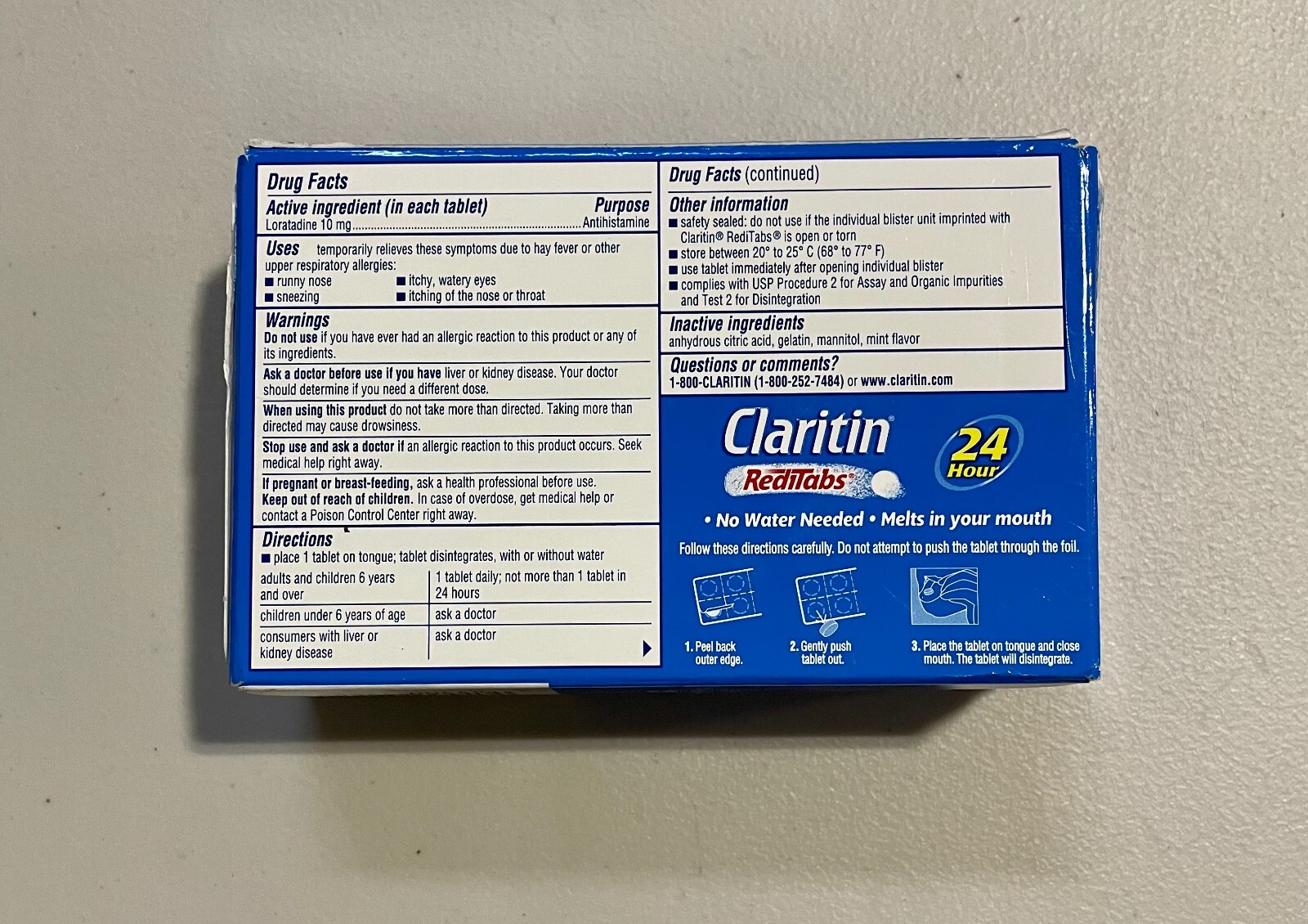 Claritin RediTabs 24 Hour 10mg Antihistamine, 60 Tablets, NEW DMGD BOX ...