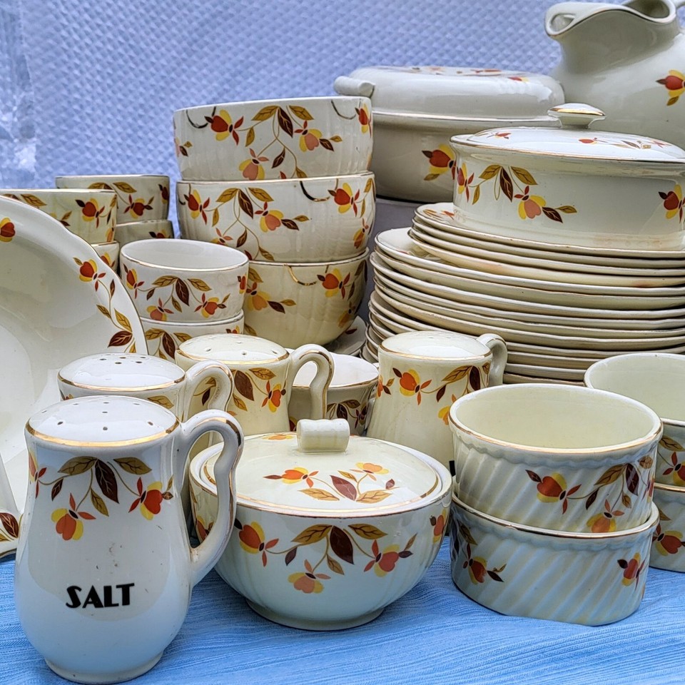 Vintage Hall Jewel Tea AUTUMN LEAF China Serving Bowls Platters Teapots ...