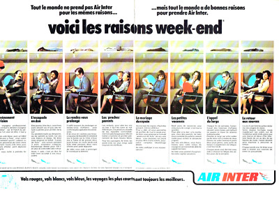 publicité Advertising 0423 1976 Air Inter voici les raisons week- end 2 ...