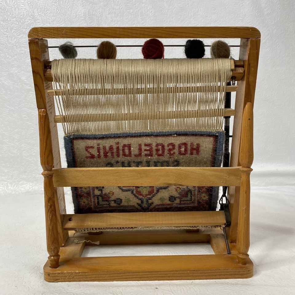 Vintage Hosgeldiniz Smith's Turkish Wool Rug Tapestry on Mini Wood Loom ...