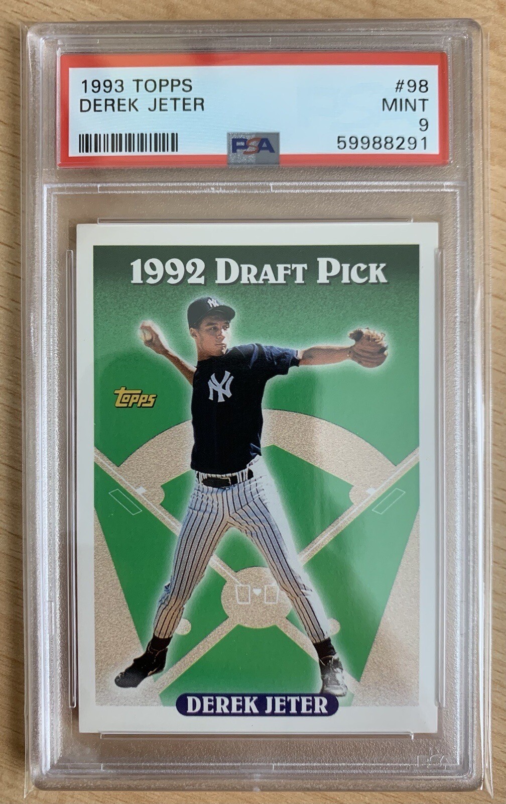 Derek Jeter 1992 Topps (1992 Draft Pick) Rookie #98 PSA 9 Mint RC ...