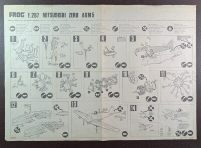 1970s FROG Mitsubishi Zero A6M5 Aircraft Model Kit Instructions F.287 ...
