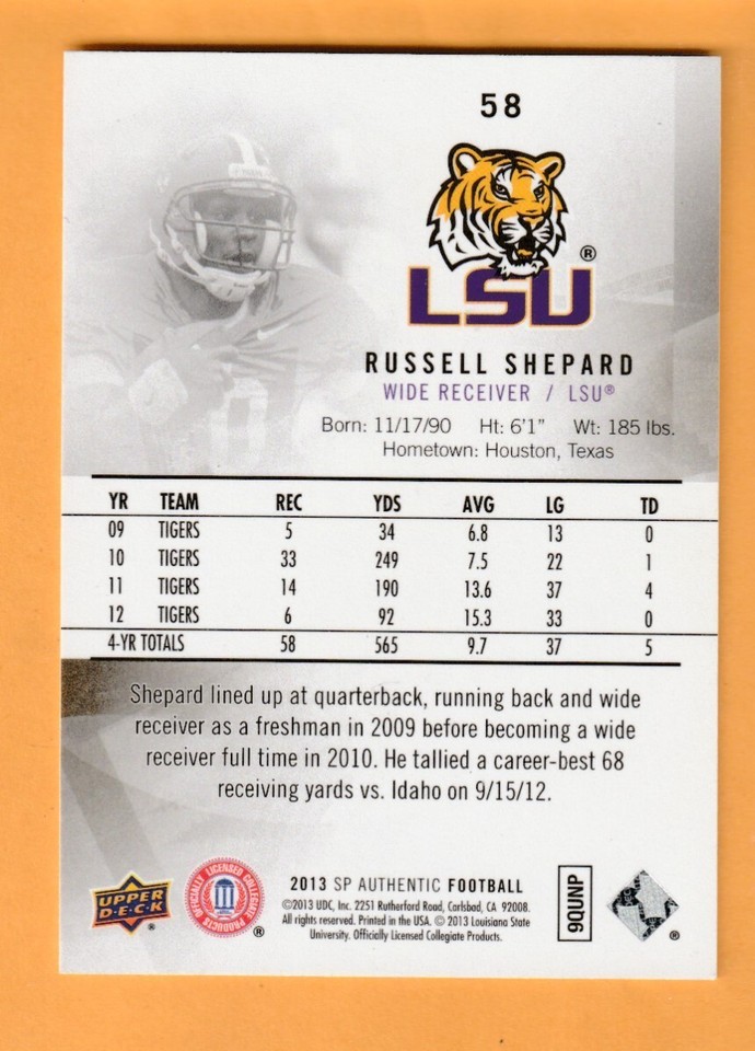 Russell Shepard LSU Tigers 2013 SP Authentic #58 | eBay