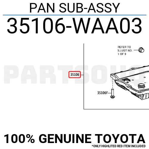35106WAA03 Genuine Toyota PAN SUB-ASSY 35106-WAA03 | eBay