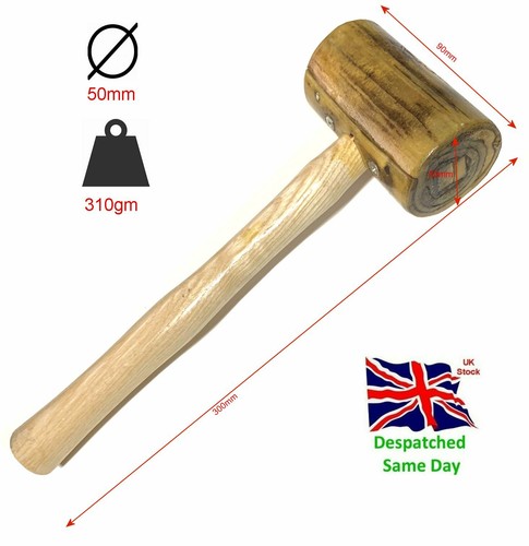 50mm Raw Hide Leather Mallet 300mm Long Jewellers Hammer Craft Tool ...