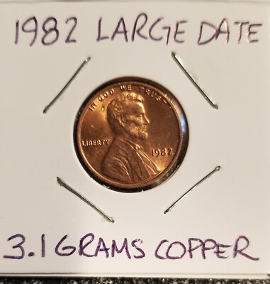 1982 No Mint Mark Lincoln Memorial Lg. Date Penny. 3.1 Grams | eBay