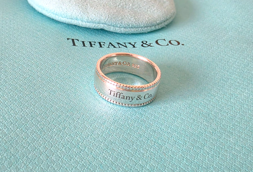 Tiffany & Co. Script Note Tiffany & Co LOGO Silver Ring Band Q UK, 8US ...