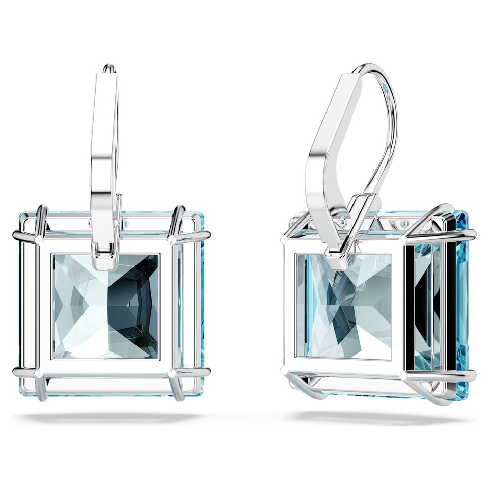 Swarovski Millenia Drop Earrings Square Cut Blue Rhodium Plated 5619472 ...