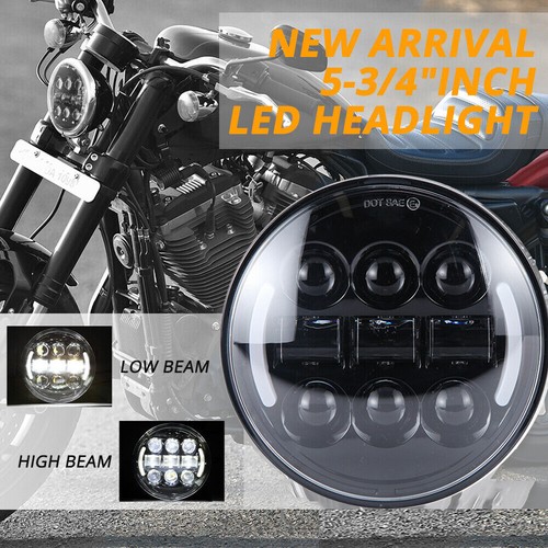1x 5-3/4" 5.75" LED Headlight Halo With Turn Signal For Iron 883 1200 ...