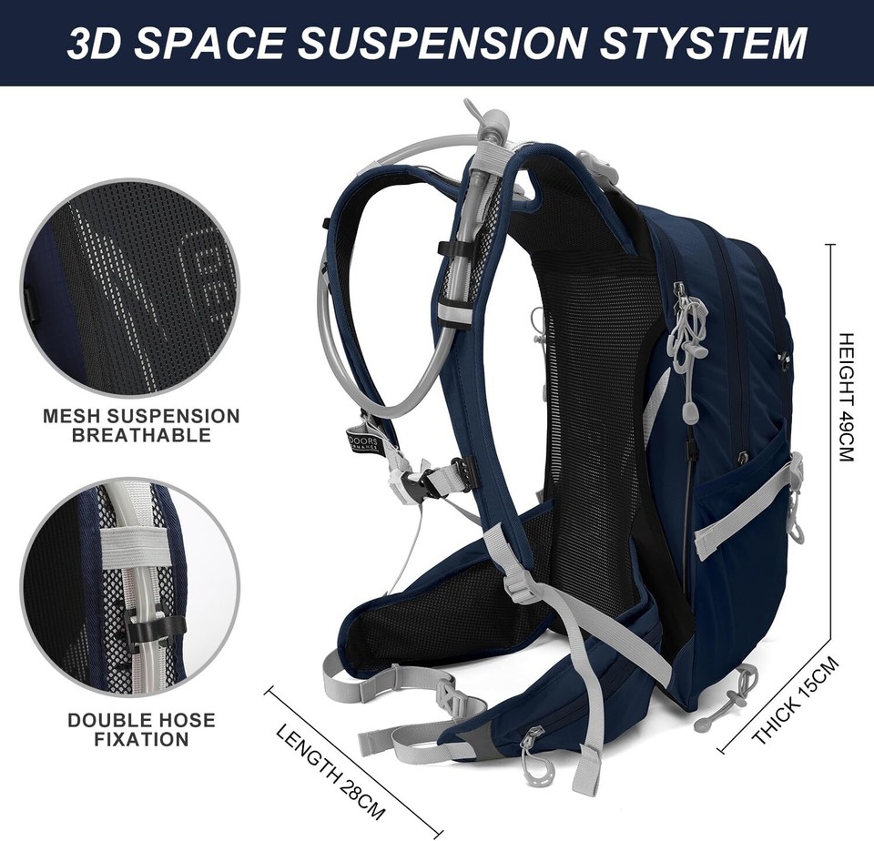 INOXTO Hydration Pack with Water Bladder and Rain Cover for Hiking ...