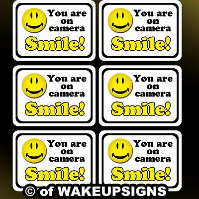 your 6 video surveillance stickers decals (SMILE you're YOU ARE ON ...