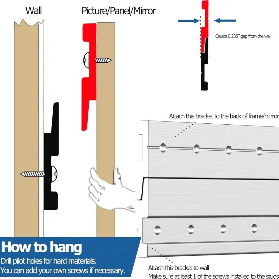 Extra Heavy Duty Z Clip Hanger 4" - Picture Hanger - Aluminum Z Bar ...