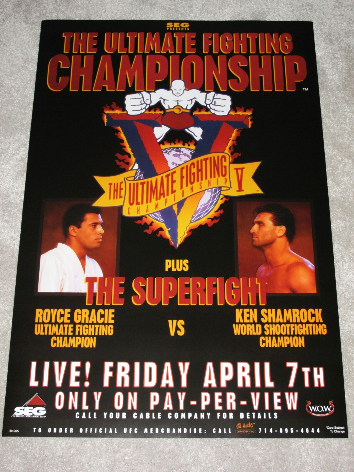 UFC 5 Poster - 1995 Royce Gracie vs. Ken Shamrock MMA NHB in Mint New ...