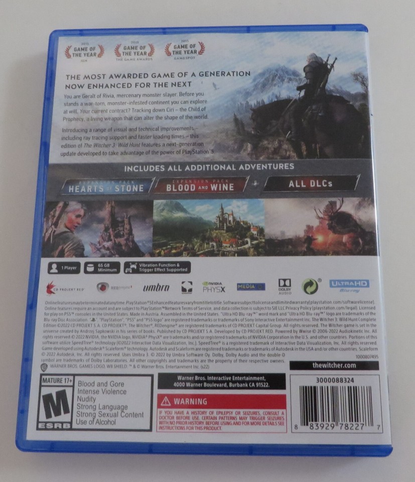 Replacement Case (NO GAME) The Witcher 3: Wild Hunt Complete ...