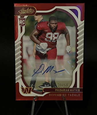 2022 Panini Absolute PHIDARIAN MATHIS RC Spectrum Red Color Match Auto ...