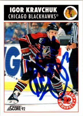 Igor Kravchuk Chicago Blackhawks Hand Signed 1992-93 Score Hockey Card ...