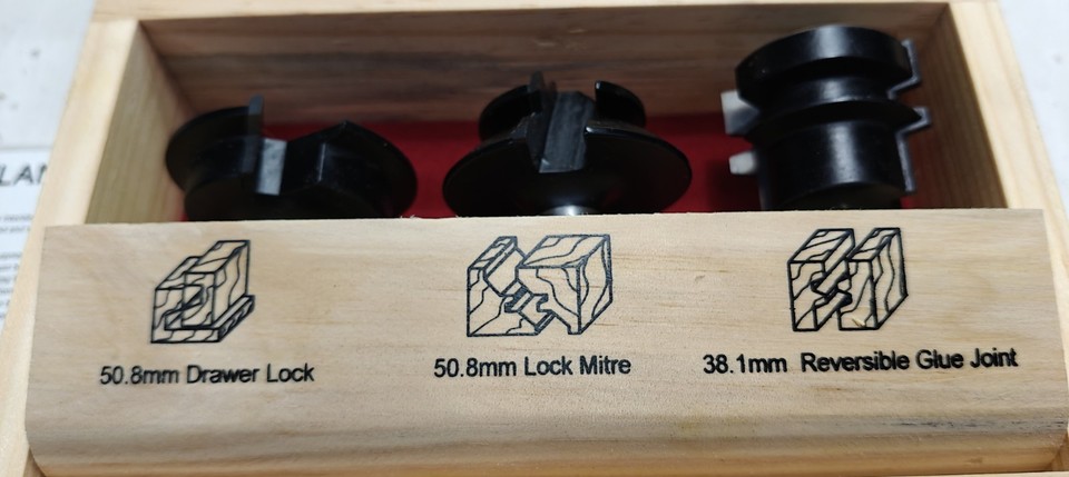 Rutland 3 Router Bits: Drawer Lock, Lock Mitre & Reversible Glue Joint ...