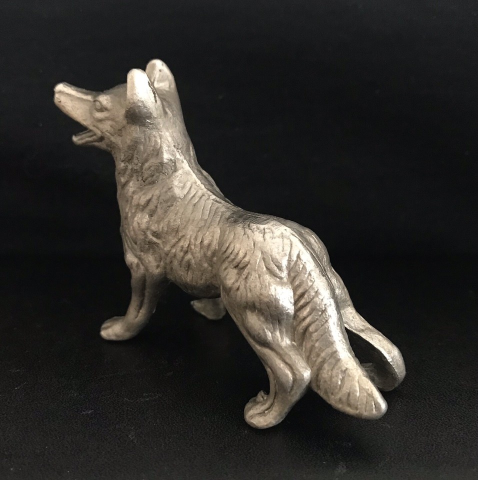 Large Rare Standing Solid Pewter Silver GERMAN SHEPARD Dog Puppy ...