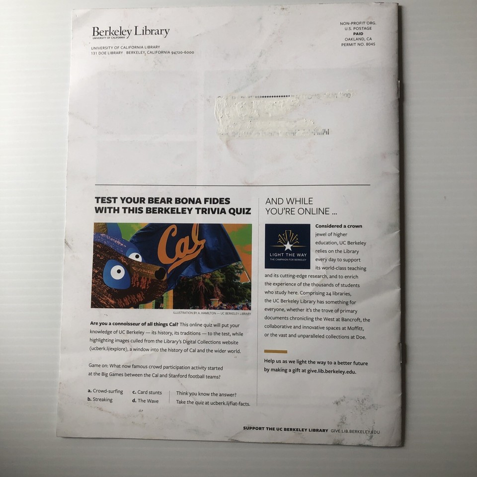 FIAT LUX Newsmagazine The UC BERKELEY LIBRARY No.52 Summer 2021 | eBay