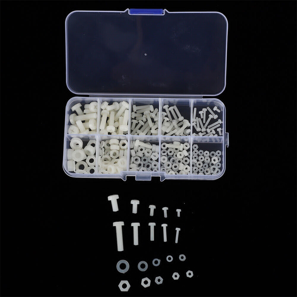 (White 270pcs Nylon Screw Set)Bolts Screws Nylon Screw Nut Bolt ...