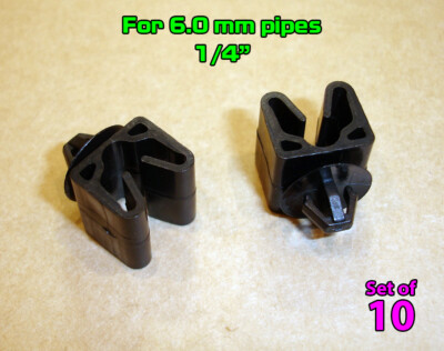 Set of 10 Single Plastic Brake Line Pipe Mounting Holder Clips 6.0mm 1/ ...
