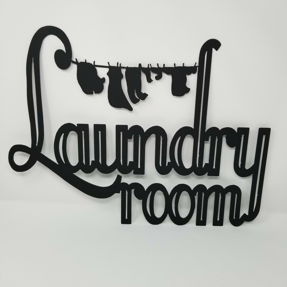 Laundry Room Metal Plasma Cut CNC Farmhouse Sign Black 21W x 16T 16 ga ...