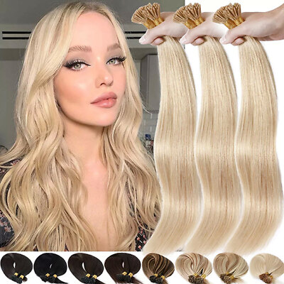 HOT I Tip Stick Tip 100% Remy Human Hair Extensions Pre-Bonded Keratin ...