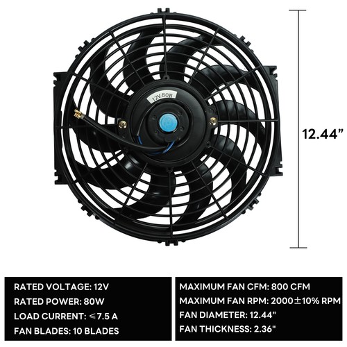 12" inch Universal Slim Fan Push Pull Electric Radiator Cooling 12V ...
